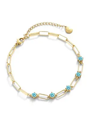 MINT & LILY Paperclip Bracelet With Gemstone Accents - December Blue Topaz/7"